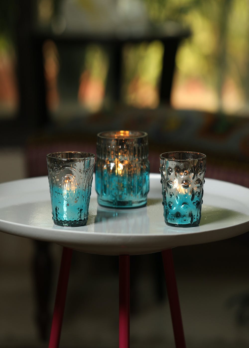 Get Blue And Mercury Votives Set Of 3 at ₹ 700 | LBB Shop