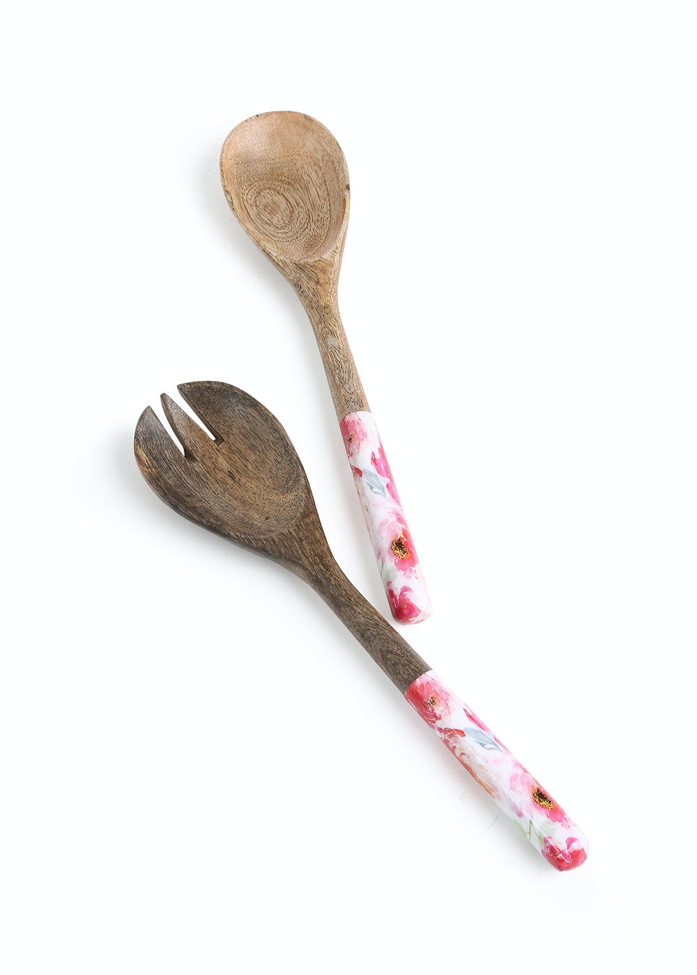 Get Flower Design Enameled Wooden Salad Servers at ₹ 950 | LBB Shop