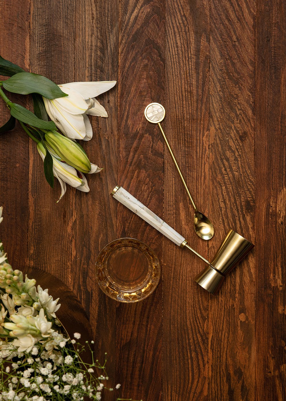 Get Peg Measurer And Stirrer In Mother Of Peal Details And Gold Tone ...