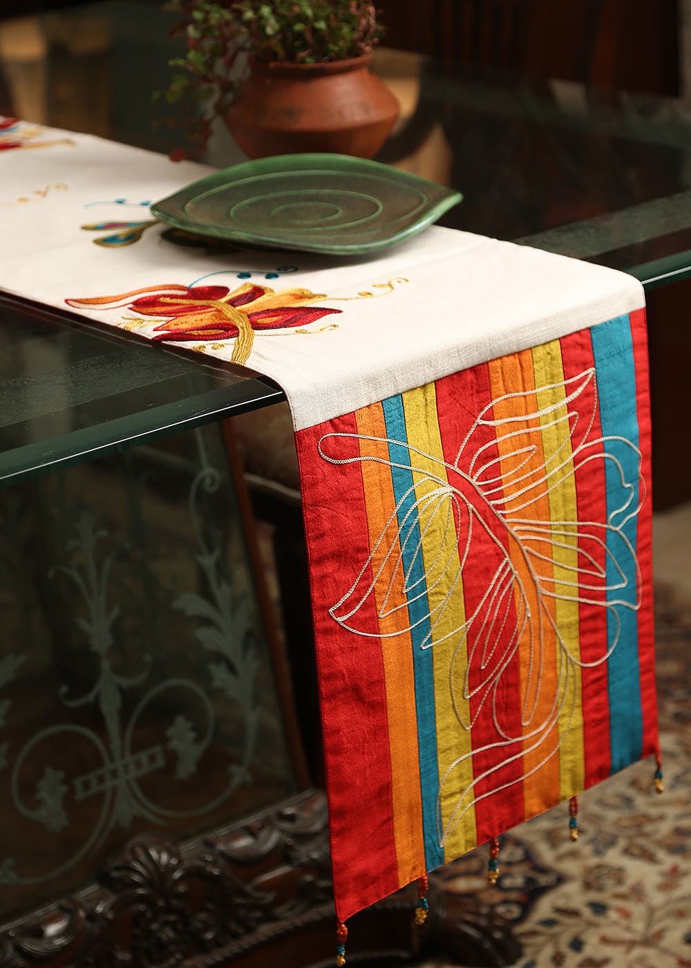 Get Multicolor Embroidered Table Runner at ₹ 2280 | LBB Shop