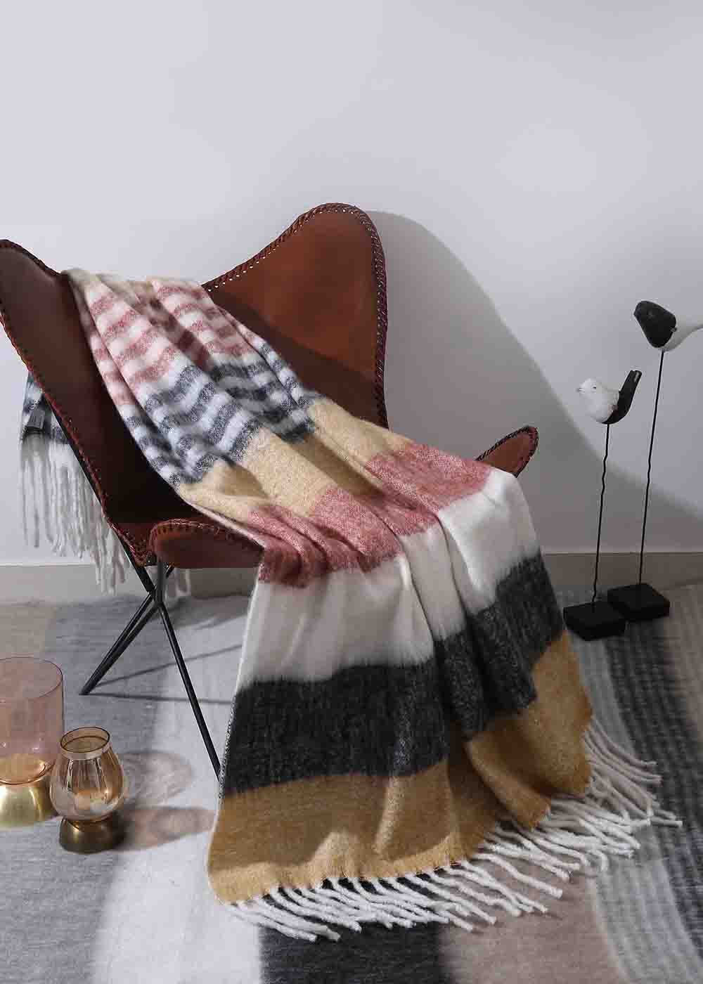 Get Morgan Brushed Multicolored Soft Wool Acrylic Throw at ₹ 2850 | LBB ...