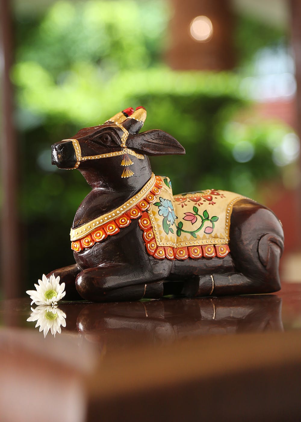 Get Handcrafted Wooden Nandi Showpiece at ₹ 2508 | LBB Shop