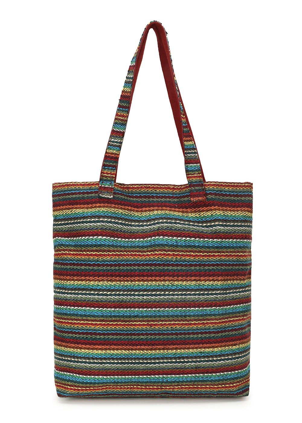 Get Eco-Friendly Maroon And Multi Acrylic Dari Striped Shoulder Bag at ...
