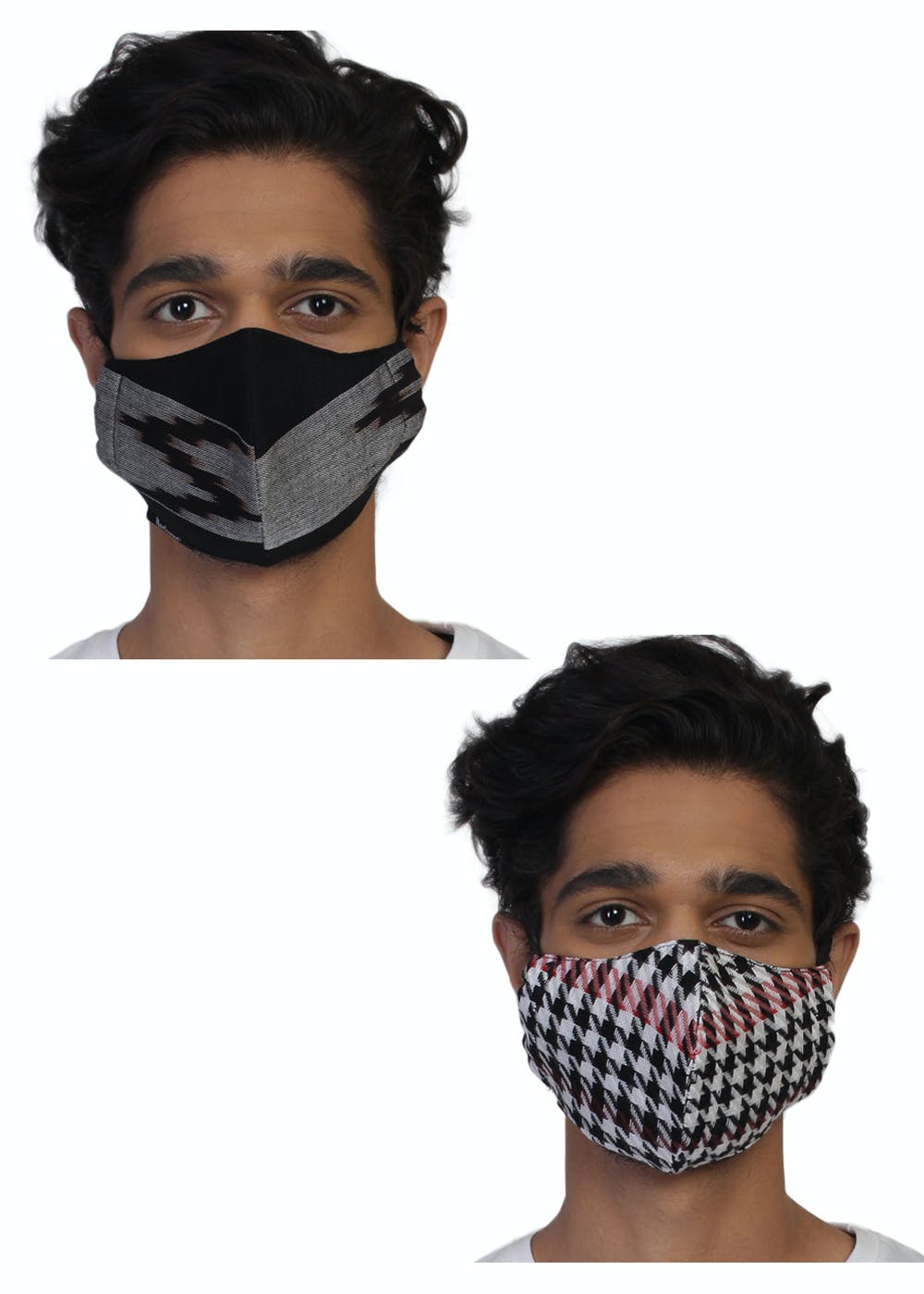 Get Pack of 2 Ikat & Checkered Woven Viscose Masks at ₹ 449 | LBB Shop