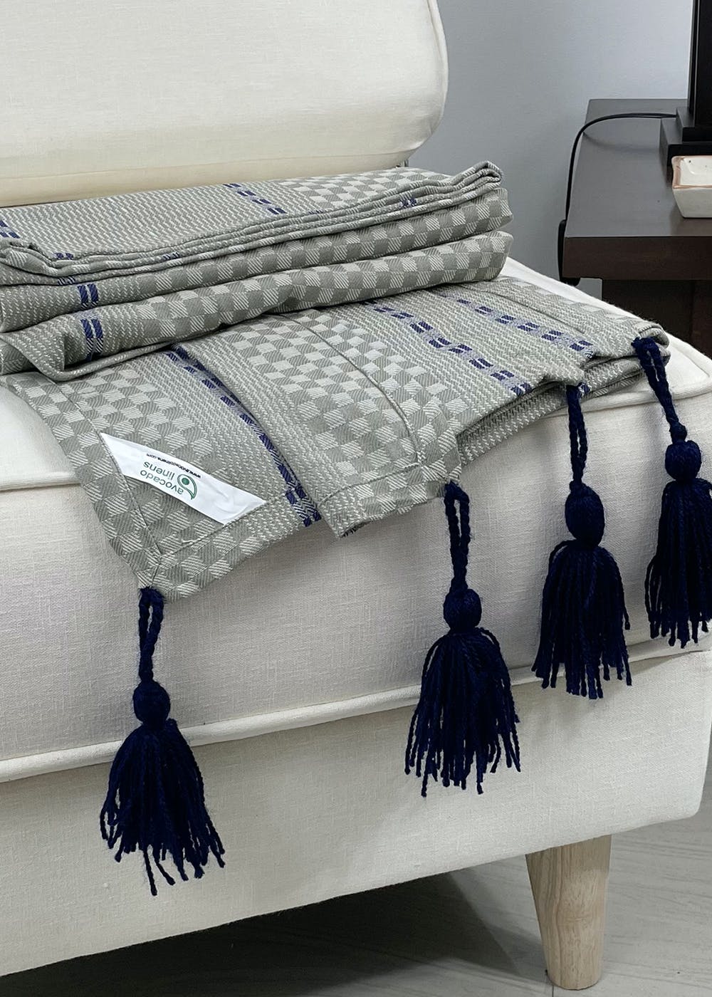 Get Twin Checkers - Blue Sofa Throw at ₹ 1499 | LBB Shop