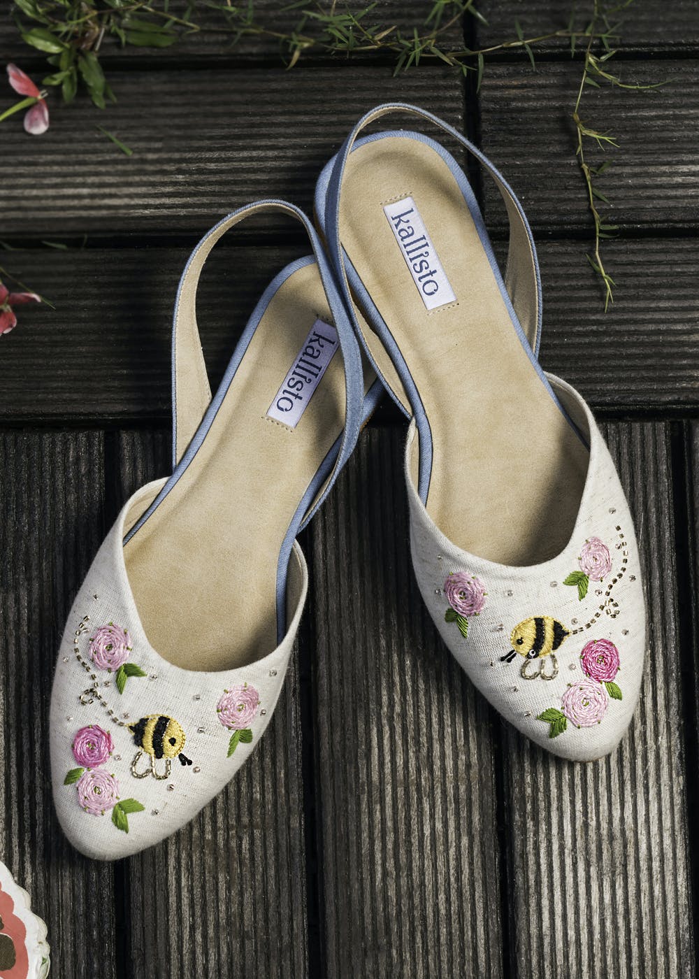 Get Bee & Floral Embroidered Slingback Sandals at ₹ 2200 | LBB Shop