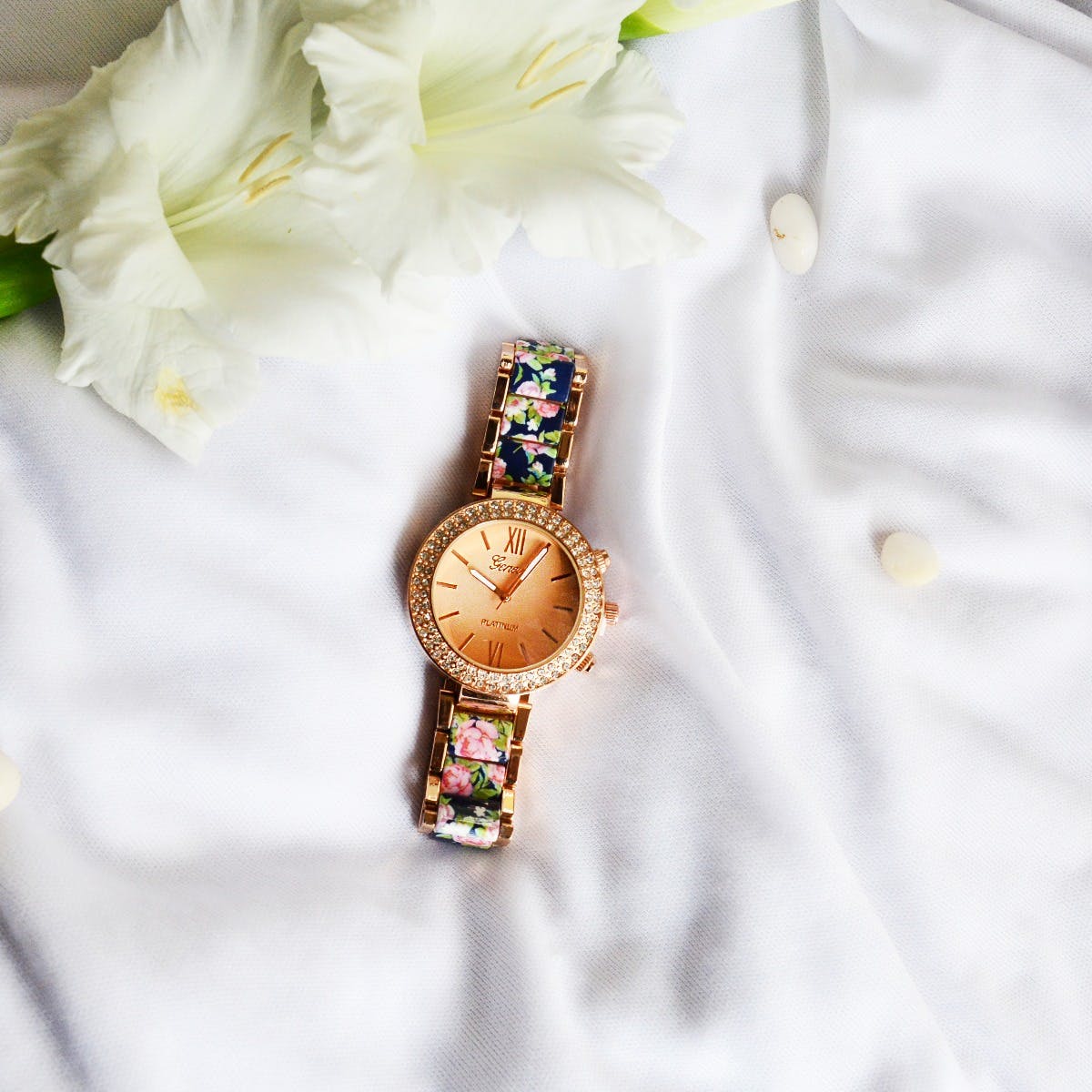 Get Rhinestone Studded Floral Strap Watch at ₹ 1599 | LBB Shop
