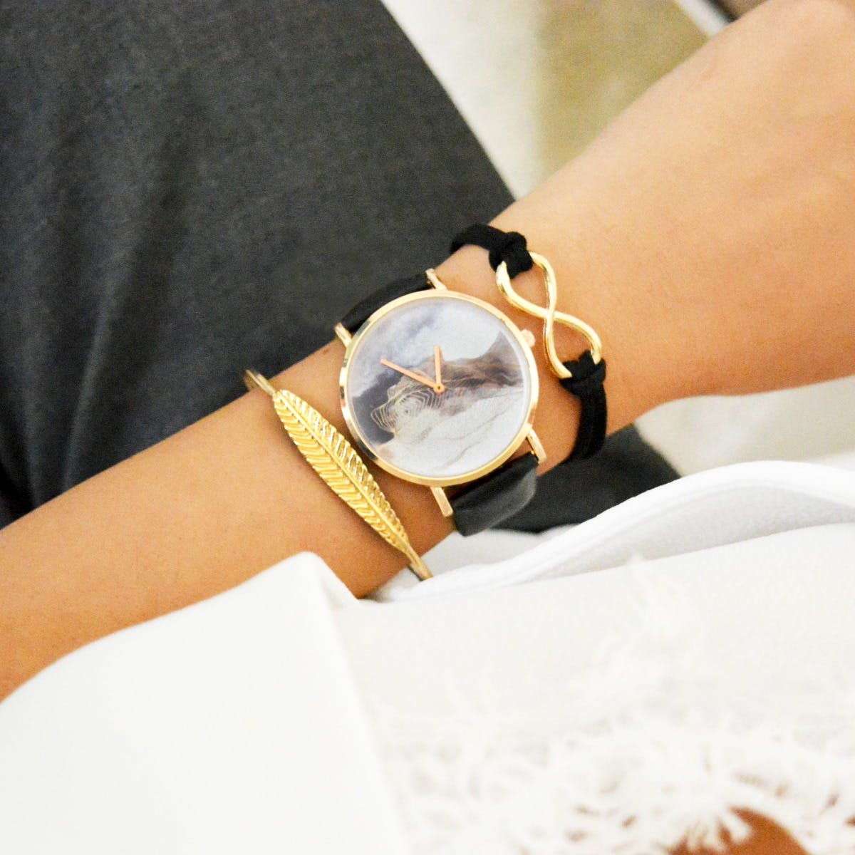 Get Black Rosegold Graphic Watch at ₹ 1699 | LBB Shop