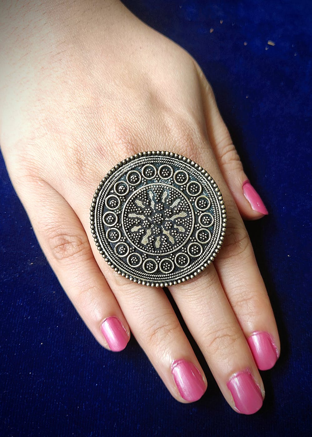 Get Round Wheels Oxidized Silver Ring at ₹ 599 | LBB Shop