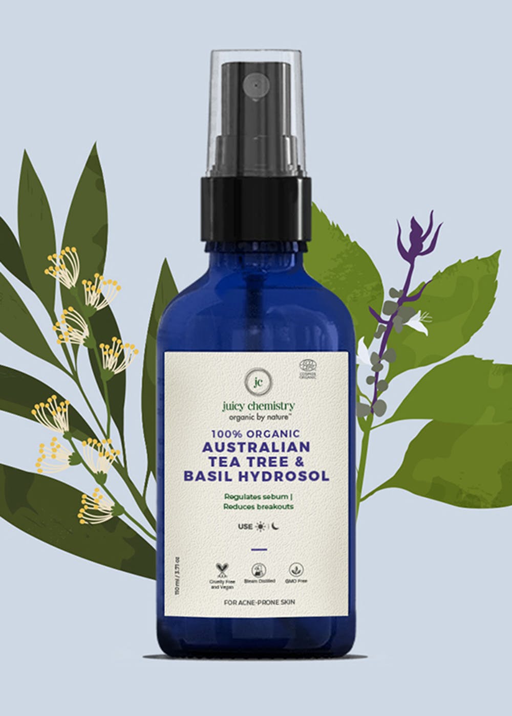 Get Organic Australian Tea Tree & Basil Water Toning Mist- For Acne ...