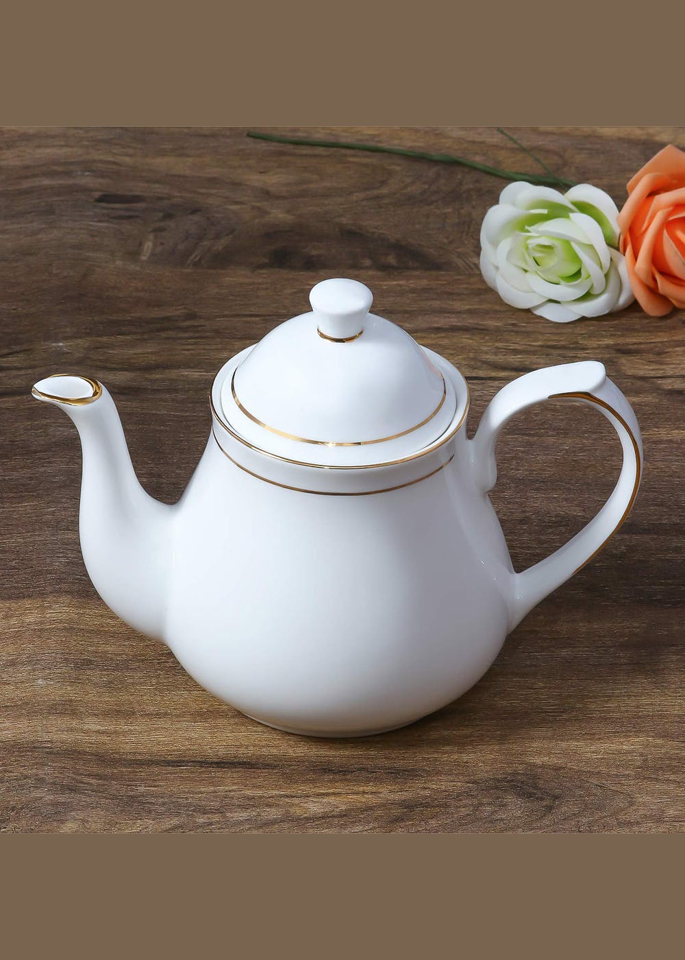 Get White Indian Ceramic Tea Pot (1000 ml) - Set of 1 at ₹ 855 | LBB Shop