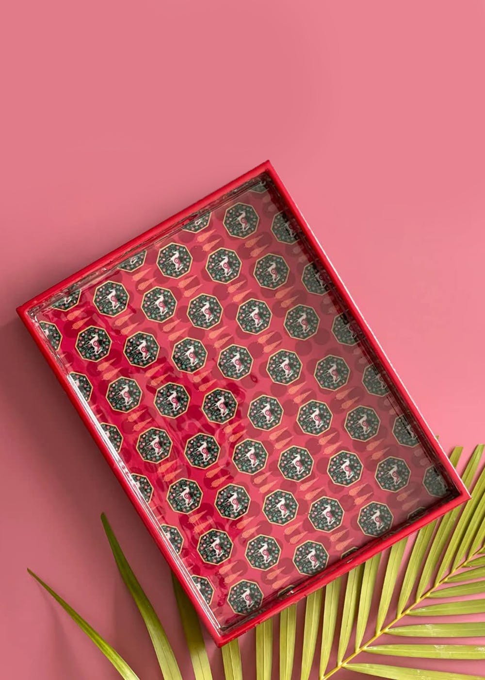 Get Red Printed Serving Tray In MDF Wood Glazed With Resin at ₹ 999 ...