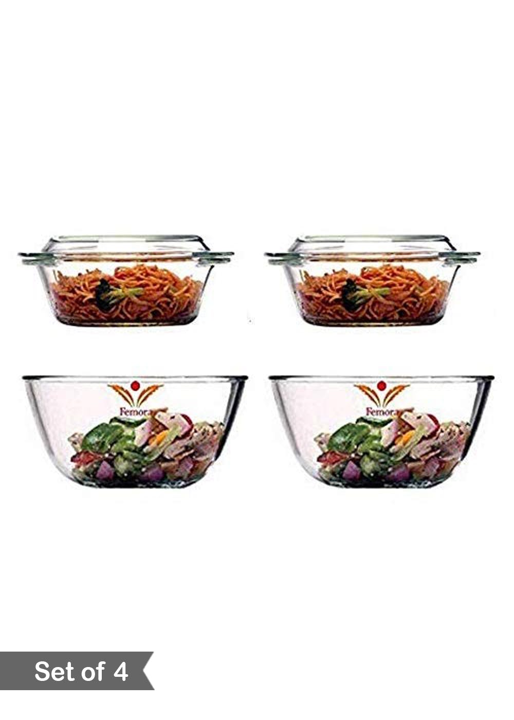 Get Borosilicate Glass Microwave Safe Serveware Set (2100 ml & 1550 ml ...