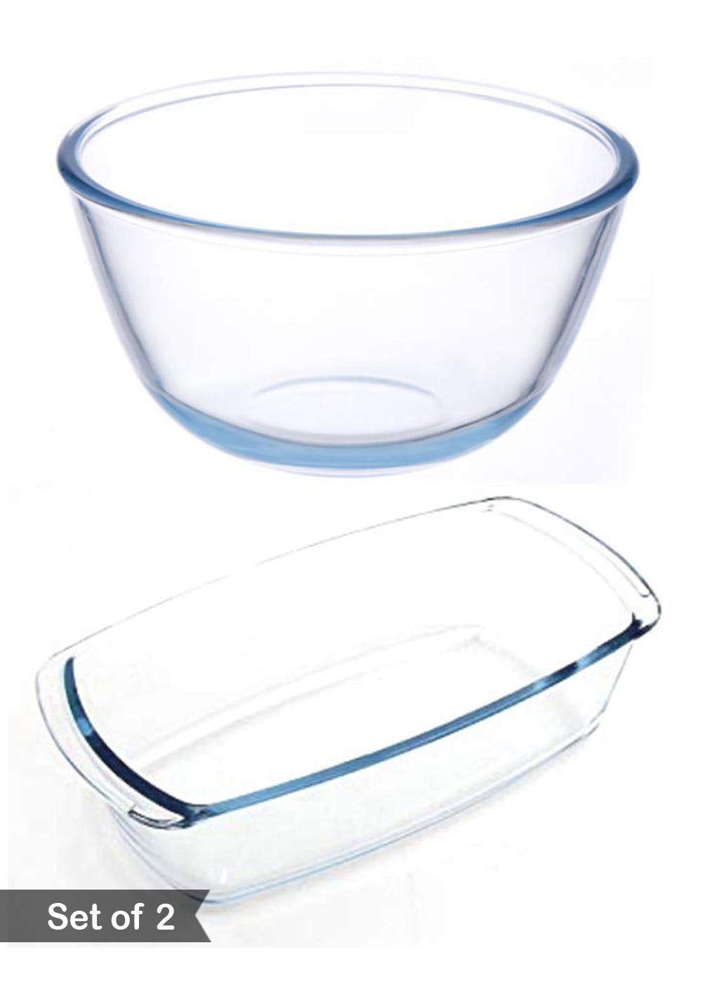 Get Transparent Borosilicate Glass 2 Piece Mixing Bowl Set (2100 ml ...