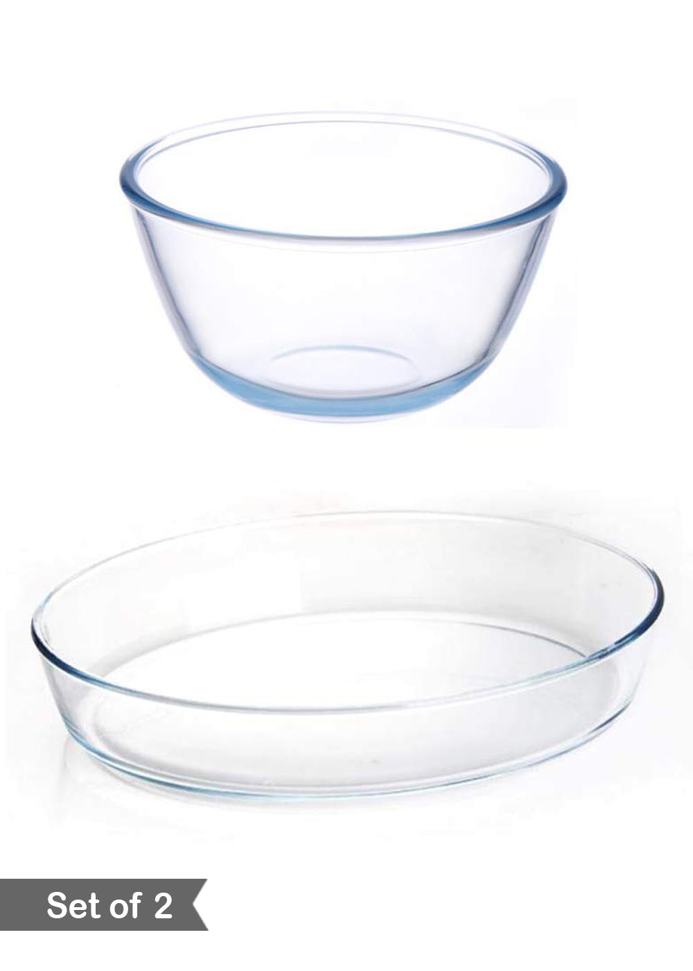 Get Transparent Borosilicate Glass 2 Piece Mixing Bowl Set (1050 ml ...