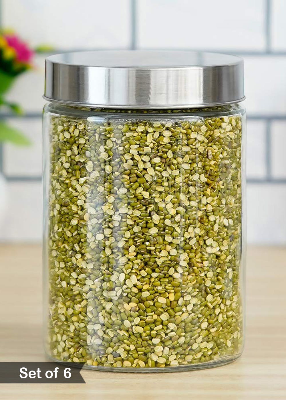 Get Cylinder Transparent Glass Storage Jars (1100 ml) - Set of 6 at ...