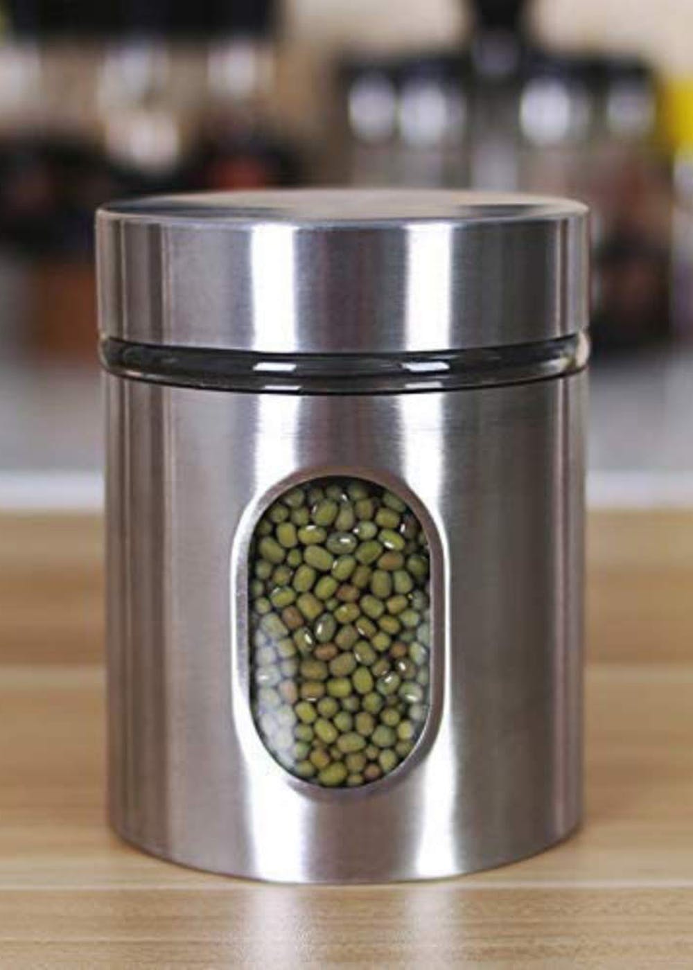 Get Clear Glass & Steel Storage Jars (700 ml, 1000 ml & 1300 ml) - Set ...