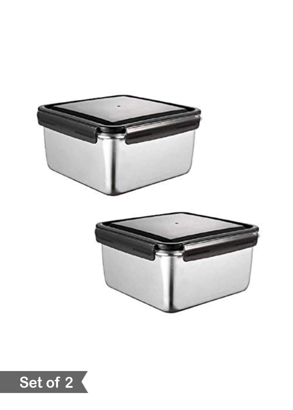 Get Silver Steel Containers with Lid (550 ml) - Set of 2 at ₹ 741 | LBB ...