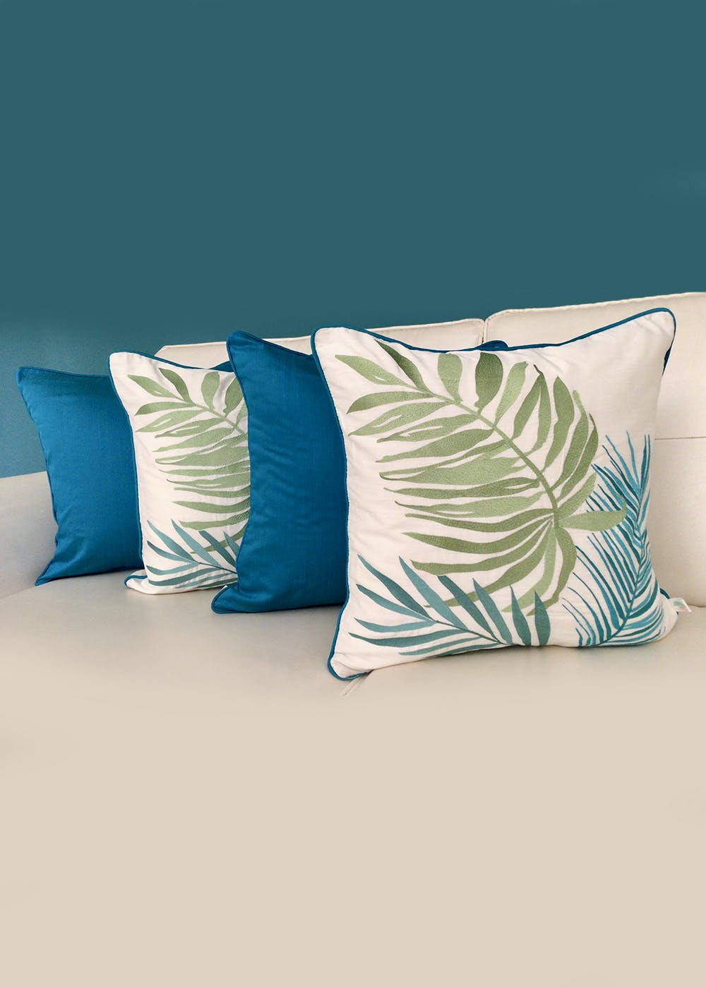 Get Embroidered Cushion Covers- Set Of 4- 16 X 16 Inches- Palm Springs ...