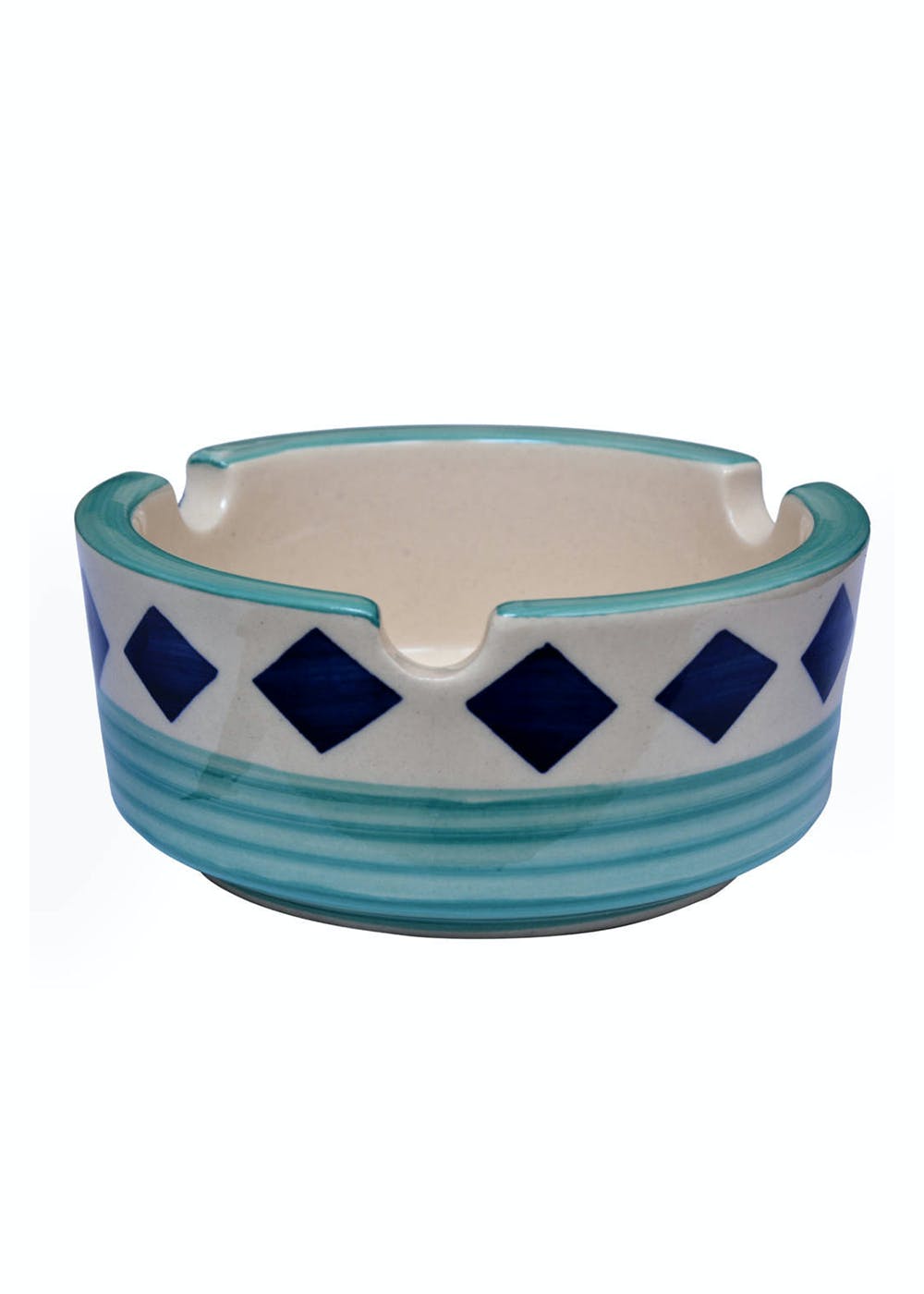 Get Hand Painted Blue Diamond Pattern Ceramic Ash Tray at ₹ 499 | LBB Shop