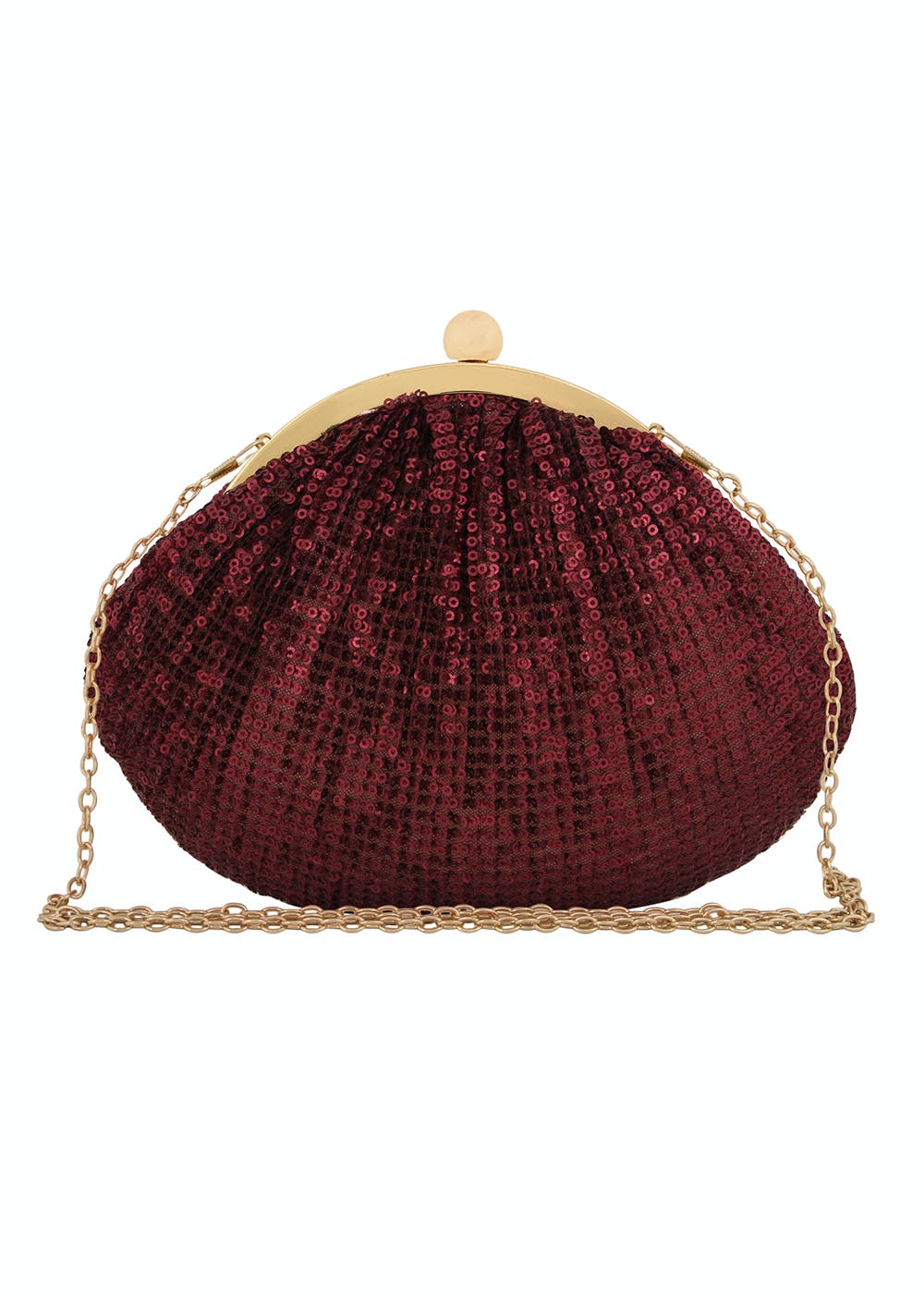 Get Maroon Sequence Clutch Potli at ₹ 1800 | LBB Shop