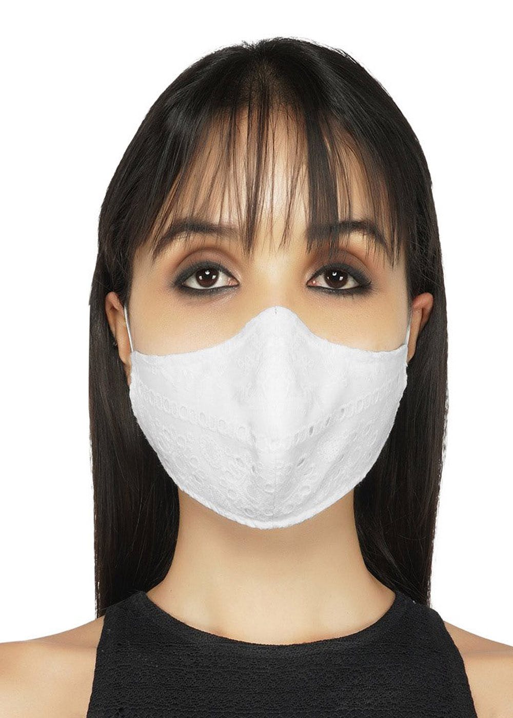 Get White Multi Motif Schiffli Mask at ₹ 290 | LBB Shop
