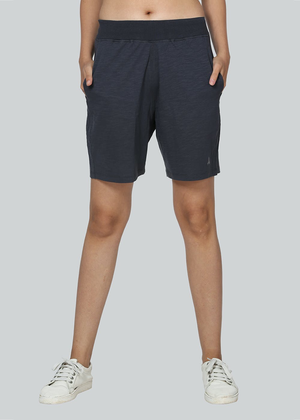 Get Navy Blue Slub Shorts at ₹ 499 | LBB Shop