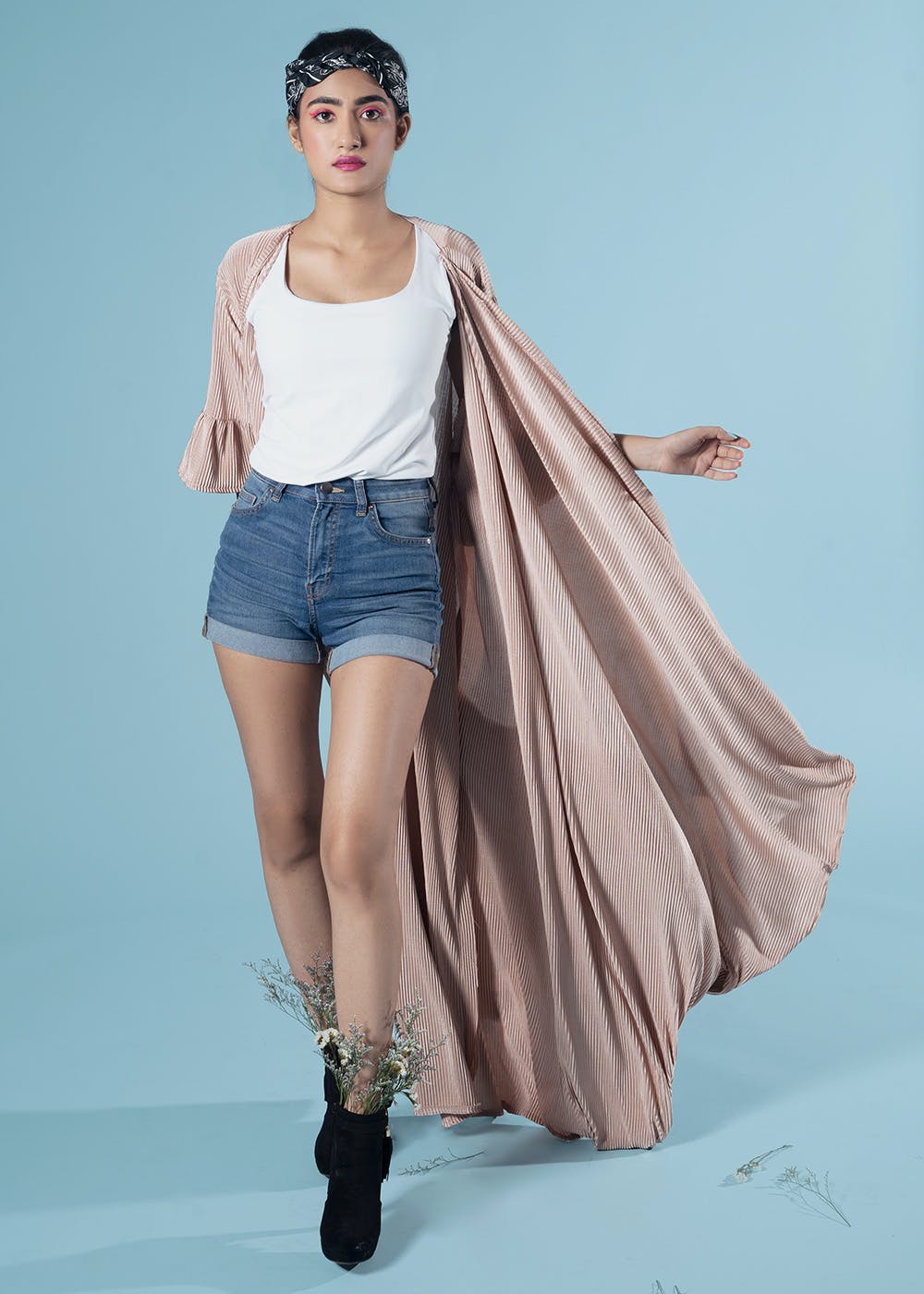 Get Flared Sleeve Detail Solid Peach Shrug at ₹ 1999 | LBB Shop