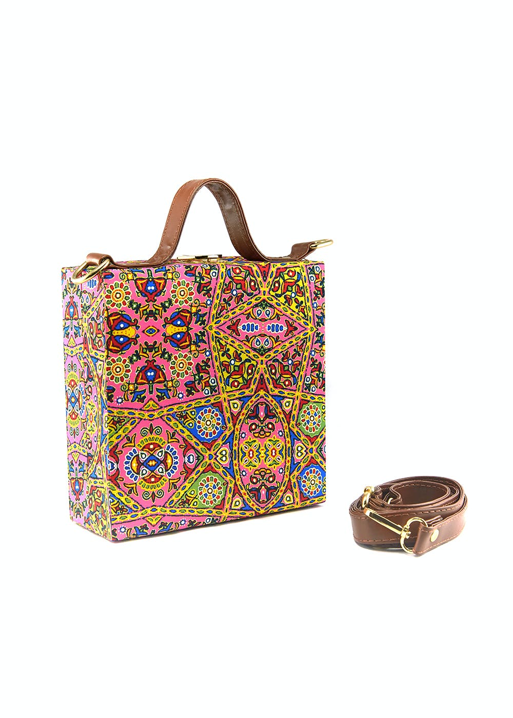 Get Intricate Ethnic Printed Pink Box Bag at ₹ 1599 | LBB Shop
