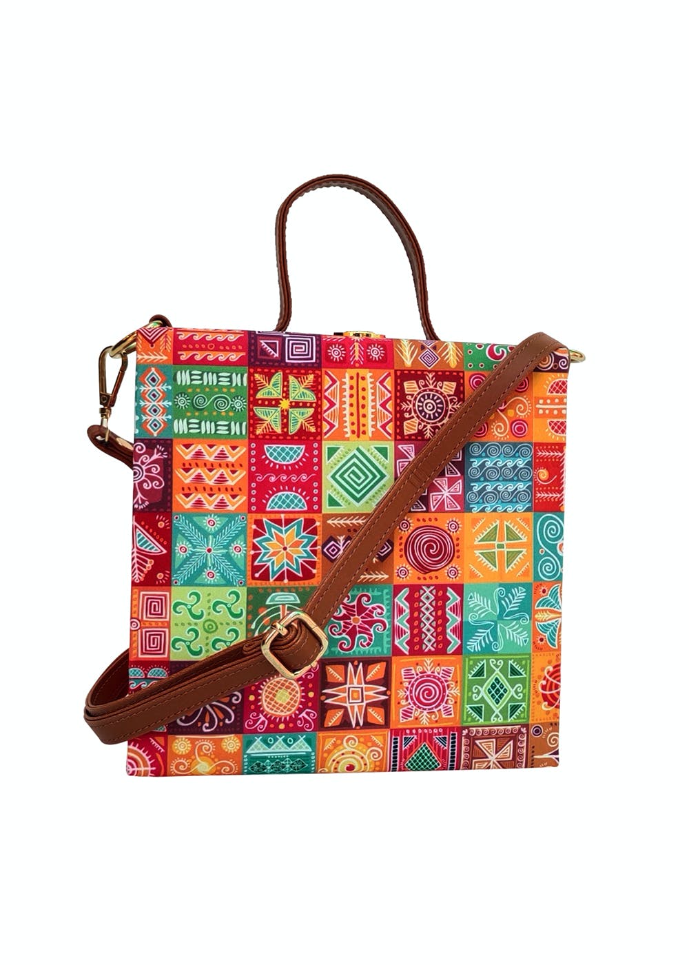 Get Ethnic Intricate Printed Orange Box Bag at ₹ 1599 | LBB Shop