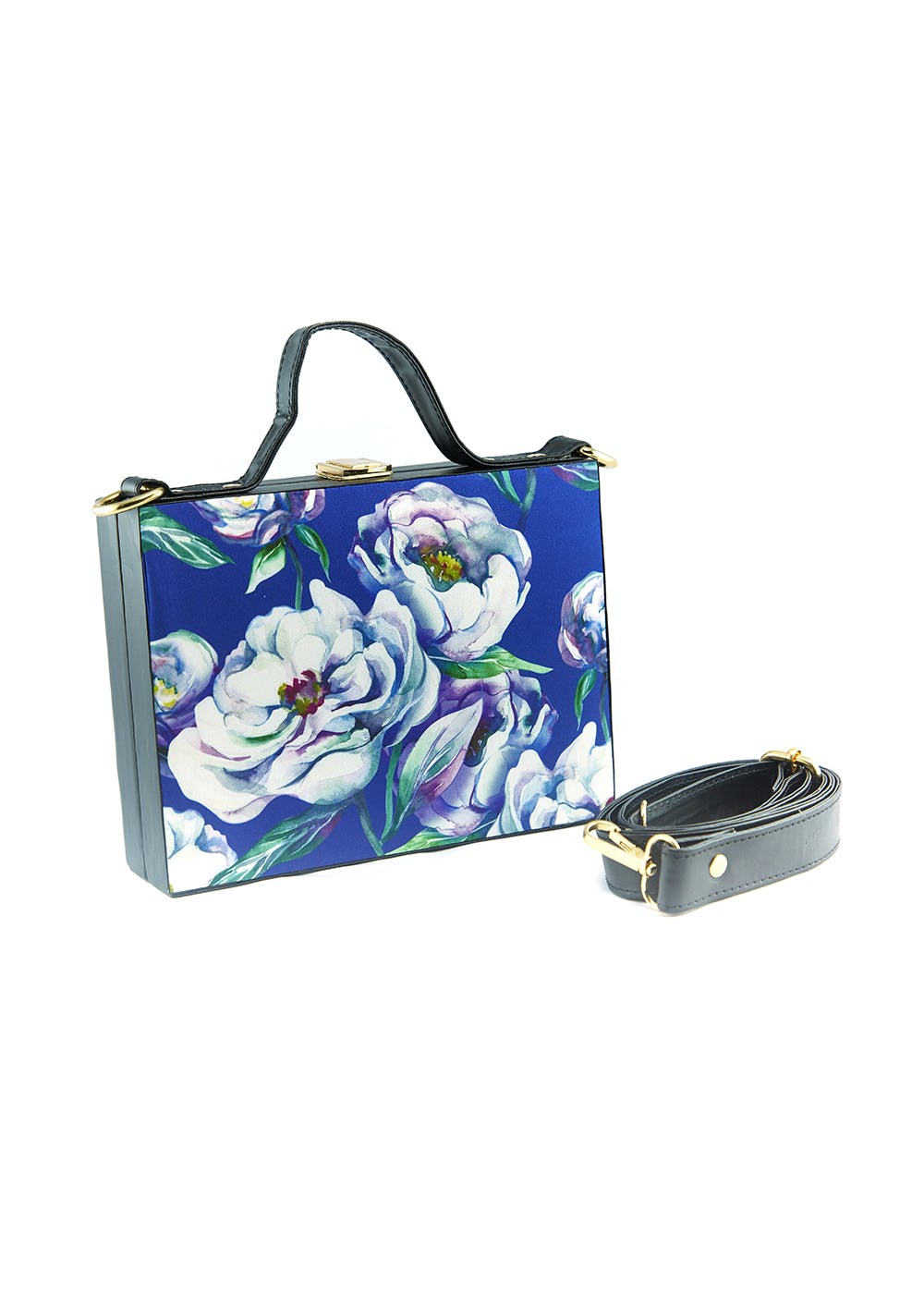 Get Big Floral Printed Royal Blue MDF Box Bag at ₹ 1599 | LBB Shop