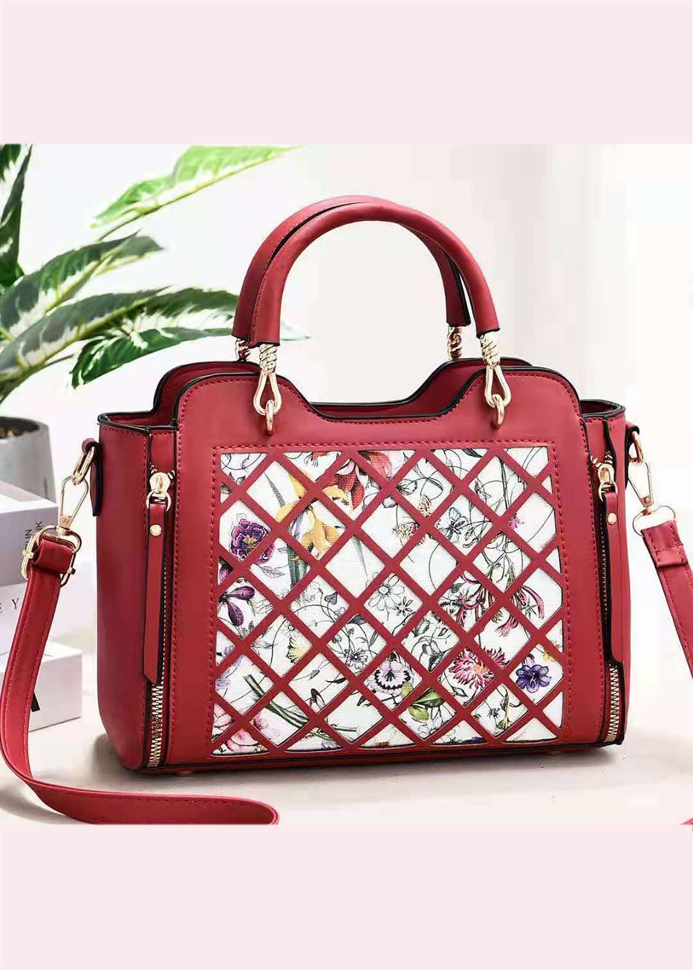 Get Printed Front Panel Detail Cross Overlap Solid Handbag at ₹ 1460 ...