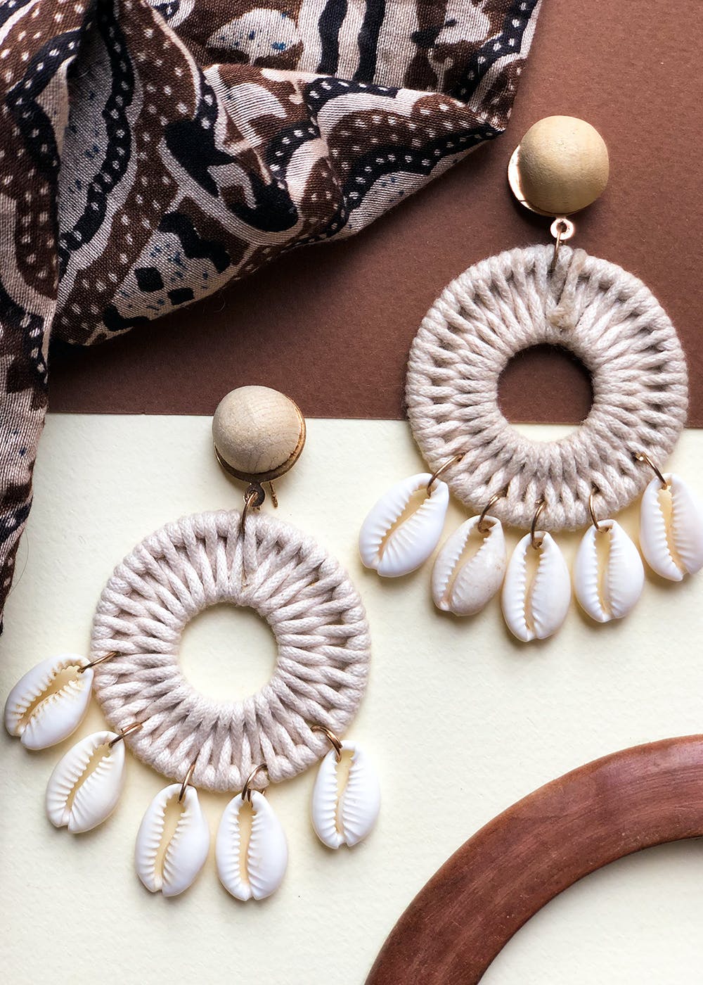 Get Round Hand Embroidered Shell Earrings at ₹ 500 | LBB Shop