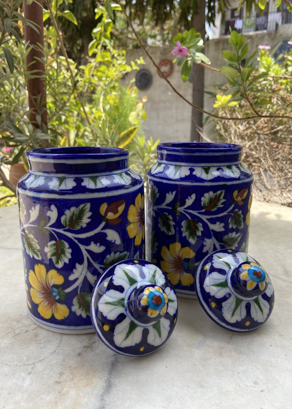 Get Blue Floral Storage Jars - Set of 2 at ₹ 2204 | LBB Shop