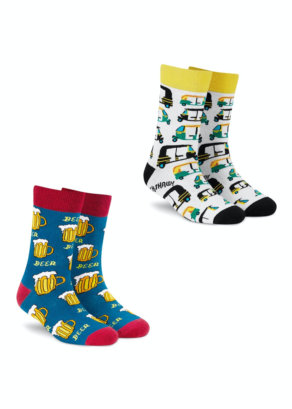 Get Pack of 2 Crew Socks- Beer Mug & Auto at ₹ 399 | LBB Shop