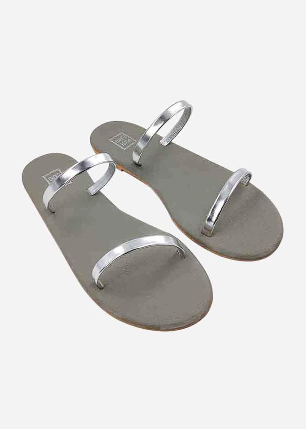 Get Contrast Dual Strapped Grey Flats at ₹ 825 | LBB Shop