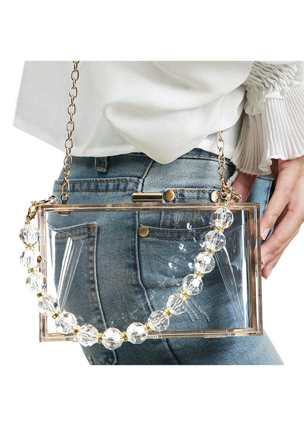 Get Metal Framed Clear Box Clutch Bag at ₹ 2219 | LBB Shop