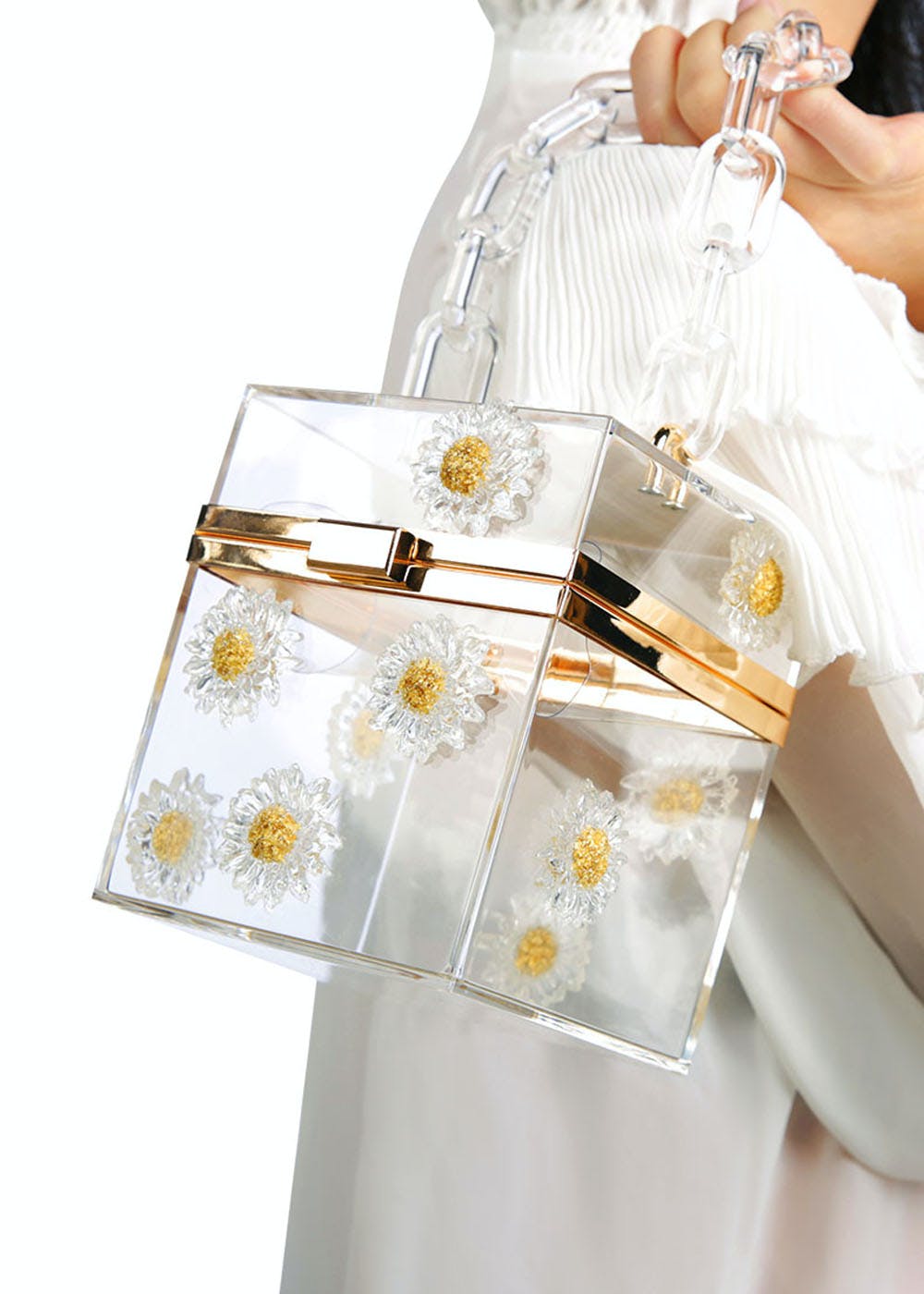 Get Flower Detailed Clear Box Clutch Bag at ₹ 2519 | LBB Shop