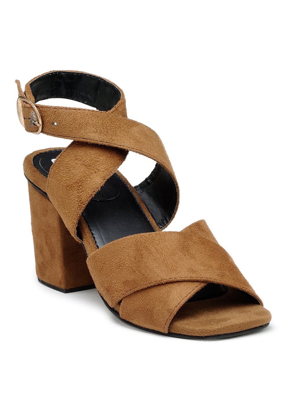 Get Brown Suede Block Heels at ₹ 1699 | LBB Shop