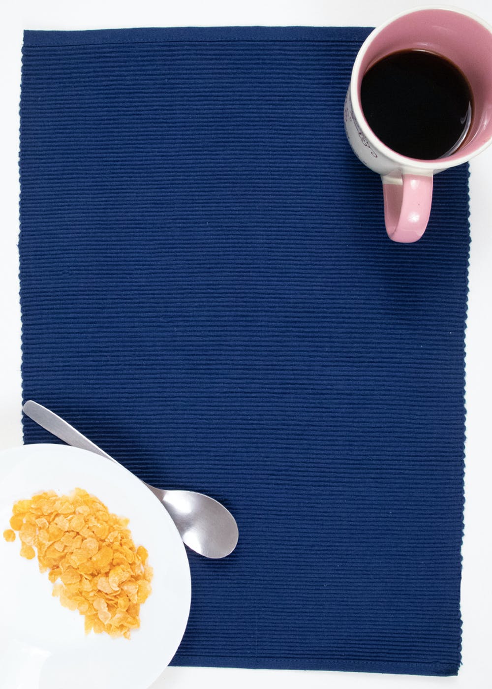 Get Solid Navy Blue Rib Mat (Set Of 2) at ₹ 299 | LBB Shop