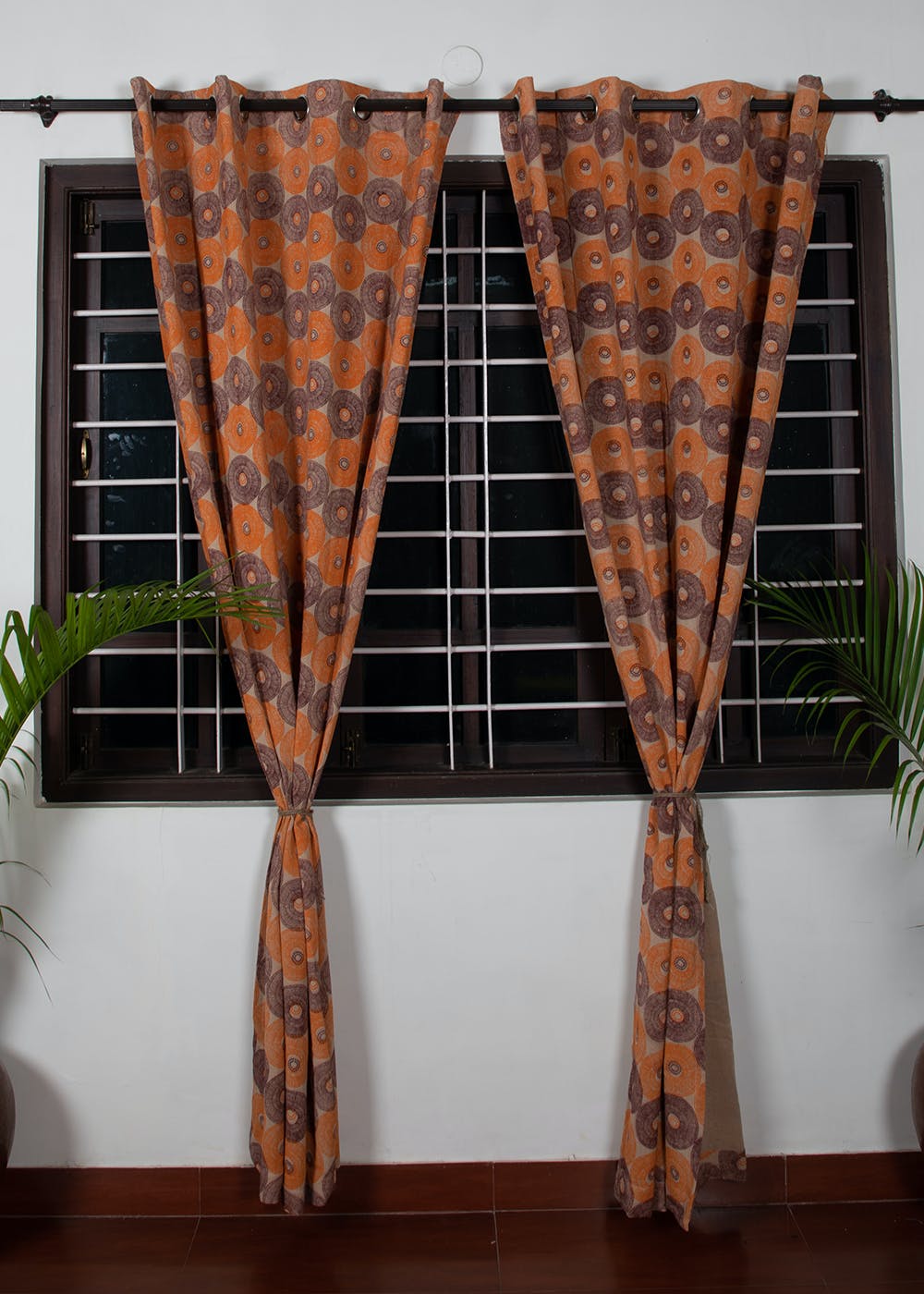 Get Jute Rings Saffron Window Curtain at ₹ 840 | LBB Shop