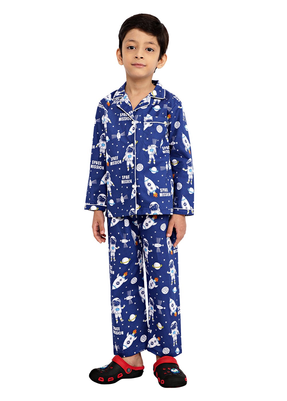 Get Space Theme Printed Blue Nightsuit Set at ₹ 799 | LBB Shop
