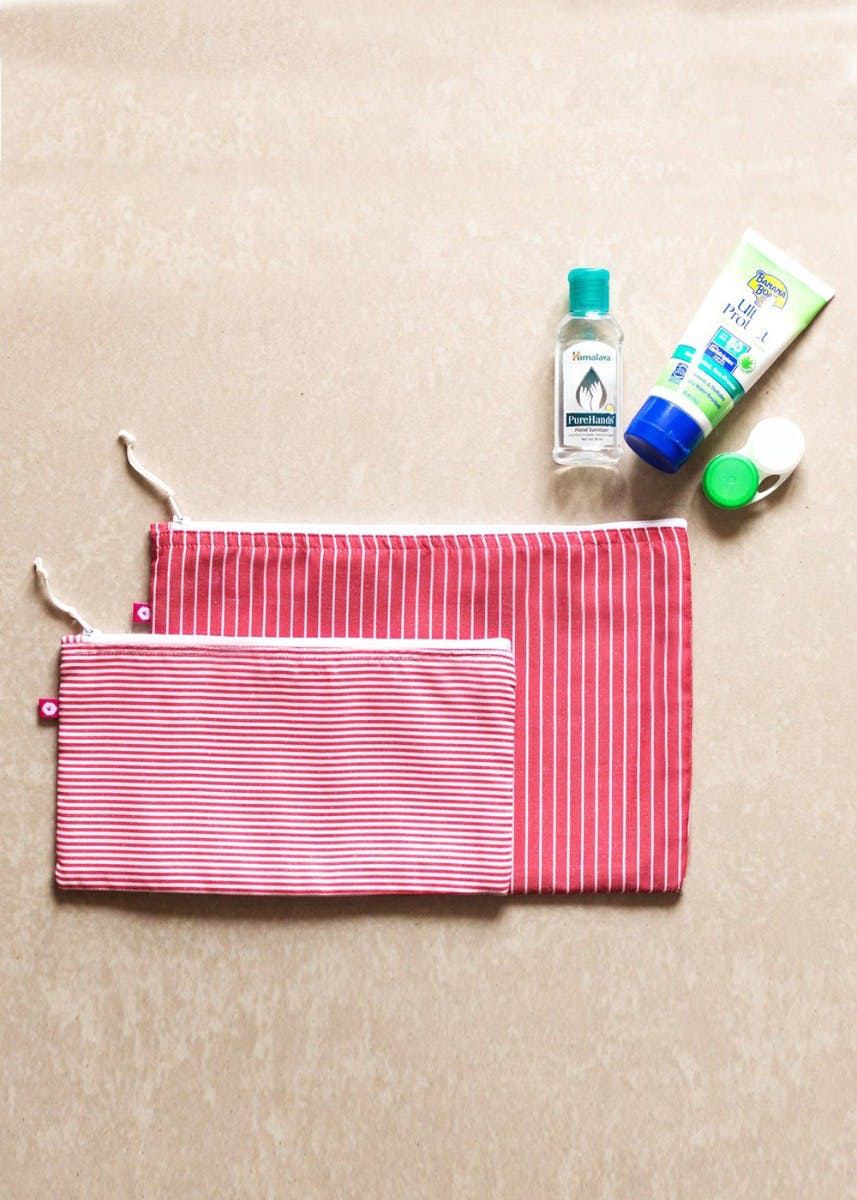 Get Set of 2 Red & White Striped Pouches at ₹ 399 | LBB Shop