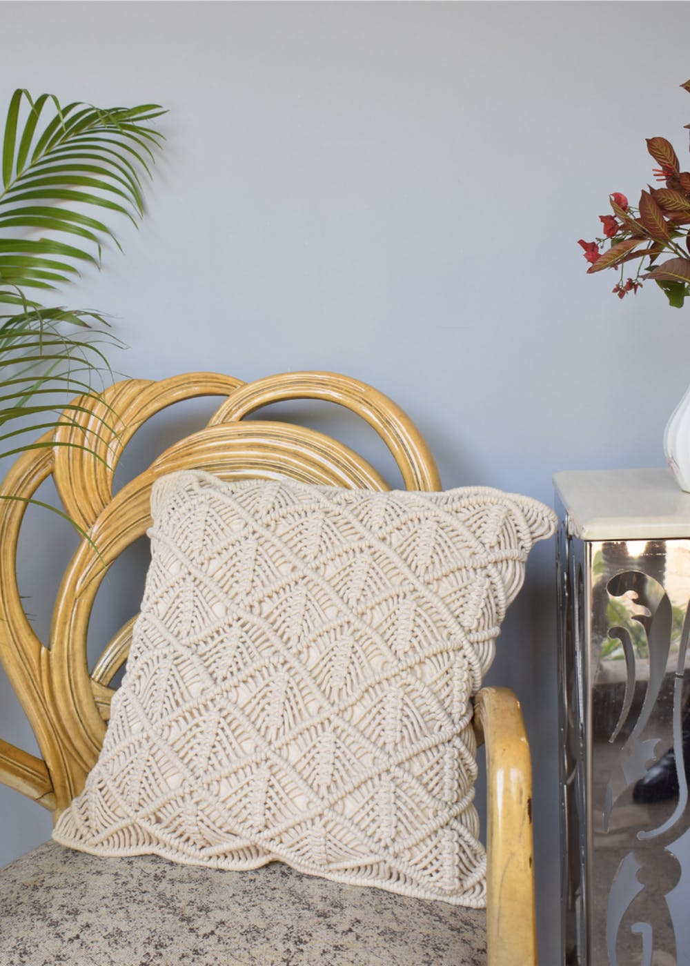 Get Abstract Pattern Macrame Cushion Cover at ₹ 1205 | LBB Shop