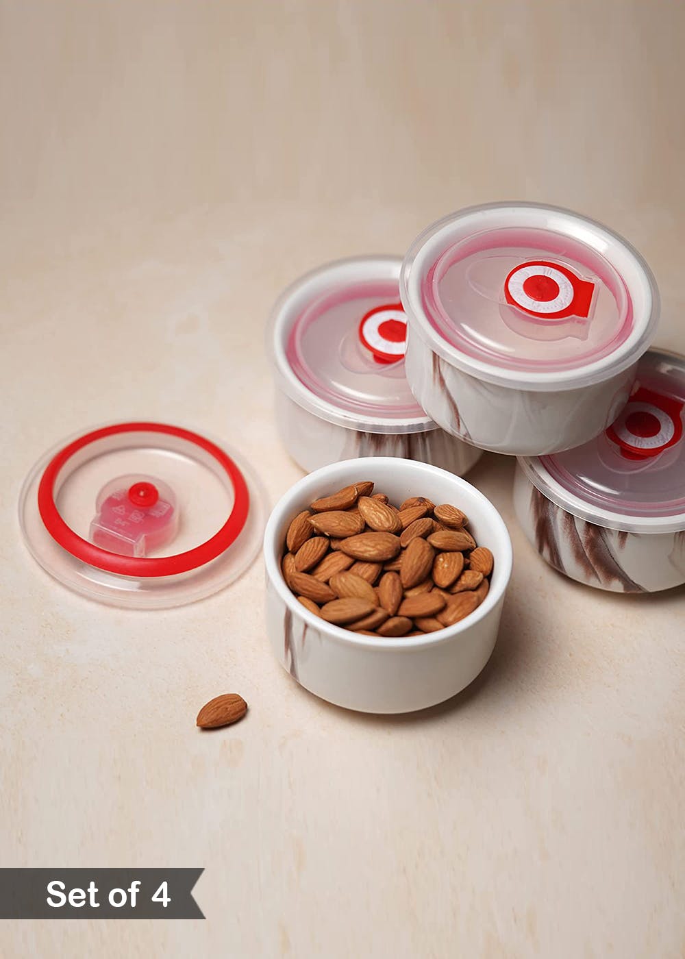 Get Lunch Box Ceramic Bowls with Lid- Set of 4 at ₹ 949 | LBB Shop