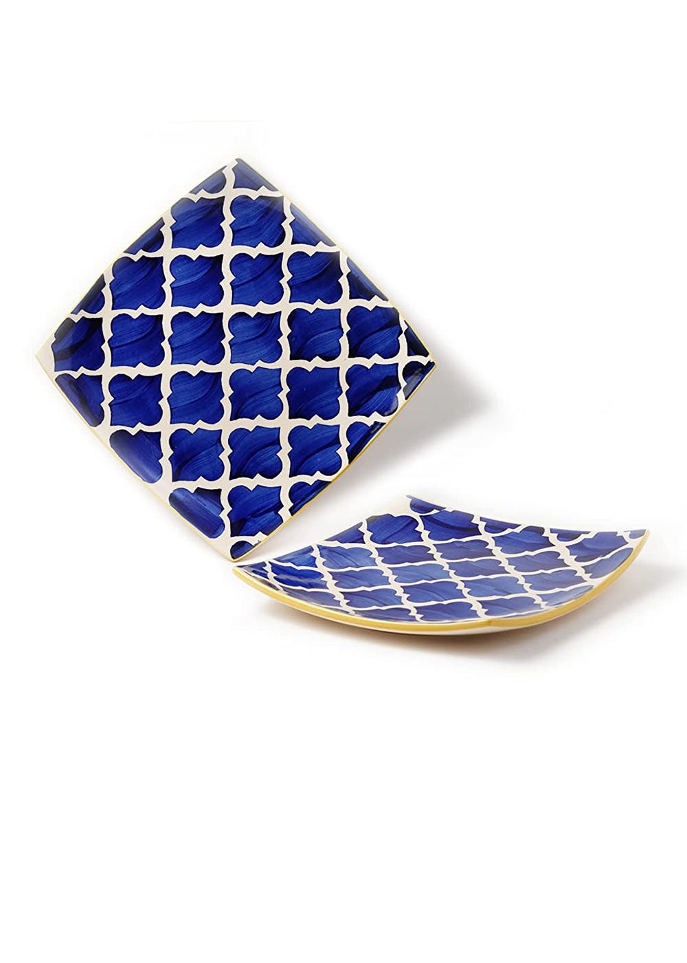 Get Blue & Yellow Classic Moroccan Pattern Square Platter Plate- Set of ...