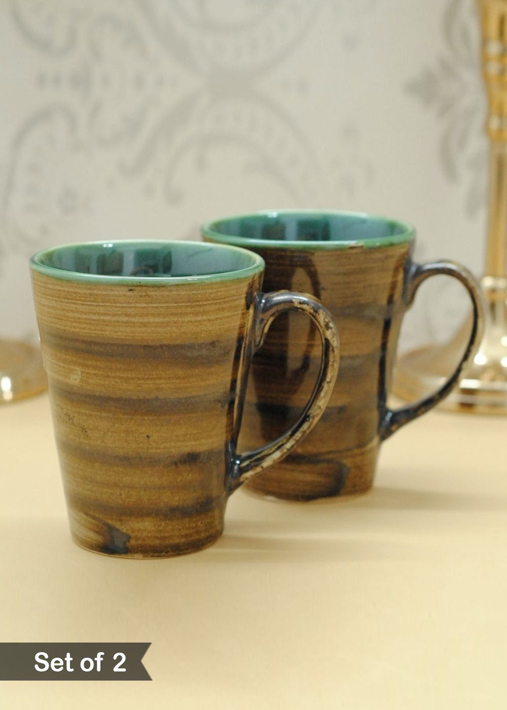 Get Brown Textured Ceramic Tea Coffee Mugs Set of 2 at ₹ 599 | LBB Shop
