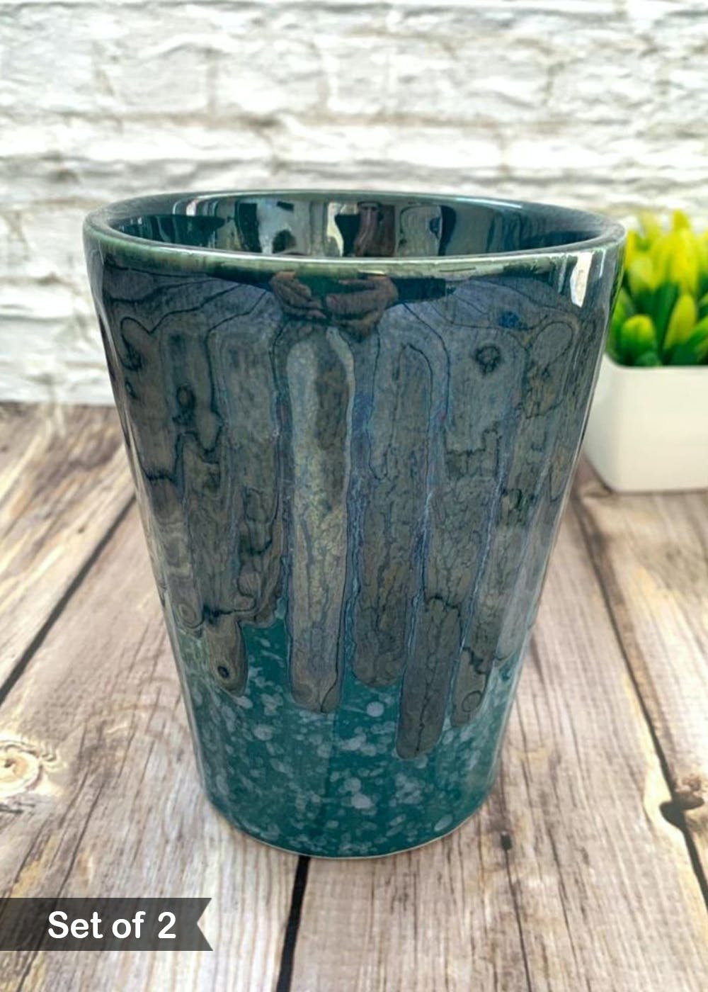 Get Studio Pottery Green Ceramic Glass- Set of 2 at ₹ 590 | LBB Shop