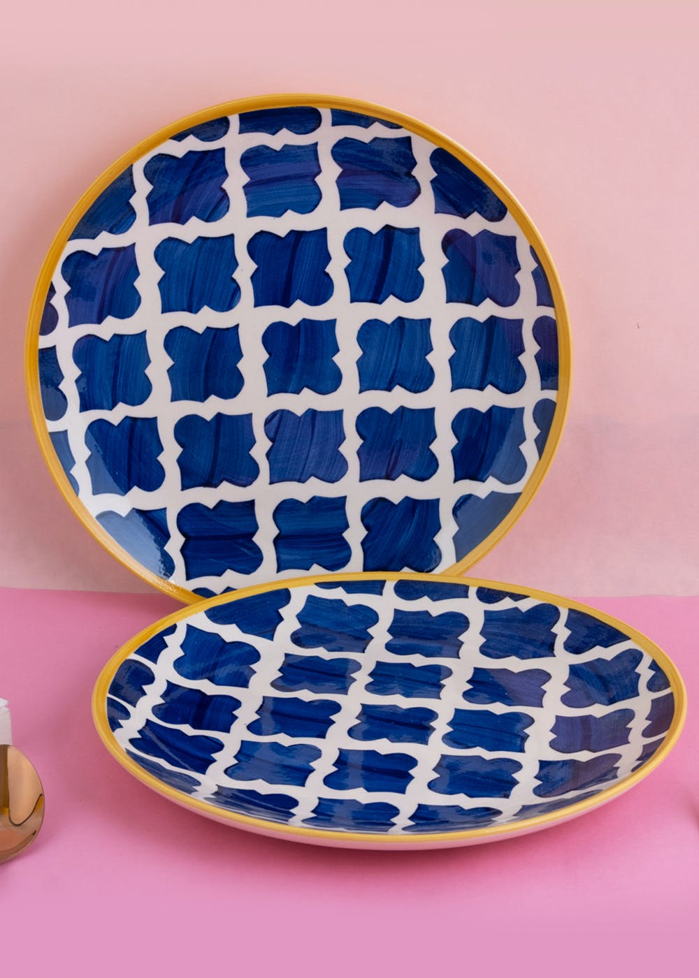 Get Contrast Pattern Blue Full Dinner Plate Set of 2 at ₹ 899 | LBB Shop