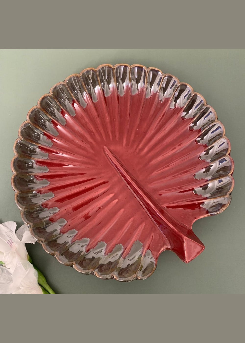Get Red Peacock Ceramic Platter at ₹ 1399 | LBB Shop